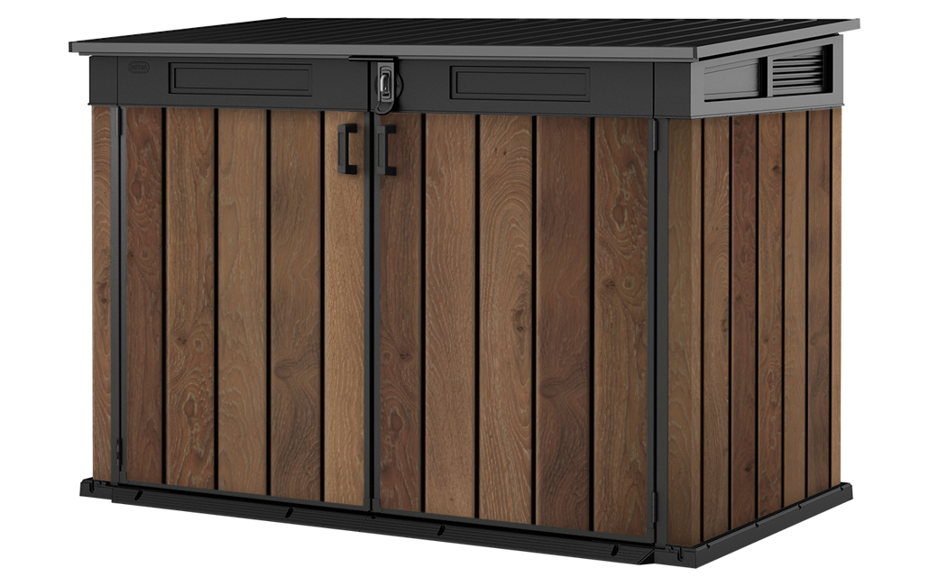 Rangement extérieur Coffre de jardin Signature effet bois 2020L - Marron Aspect Noyer - Keter FR